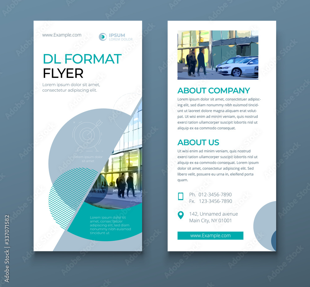 DL Flyer design. Blue business template for dl flyer. Layout with ...