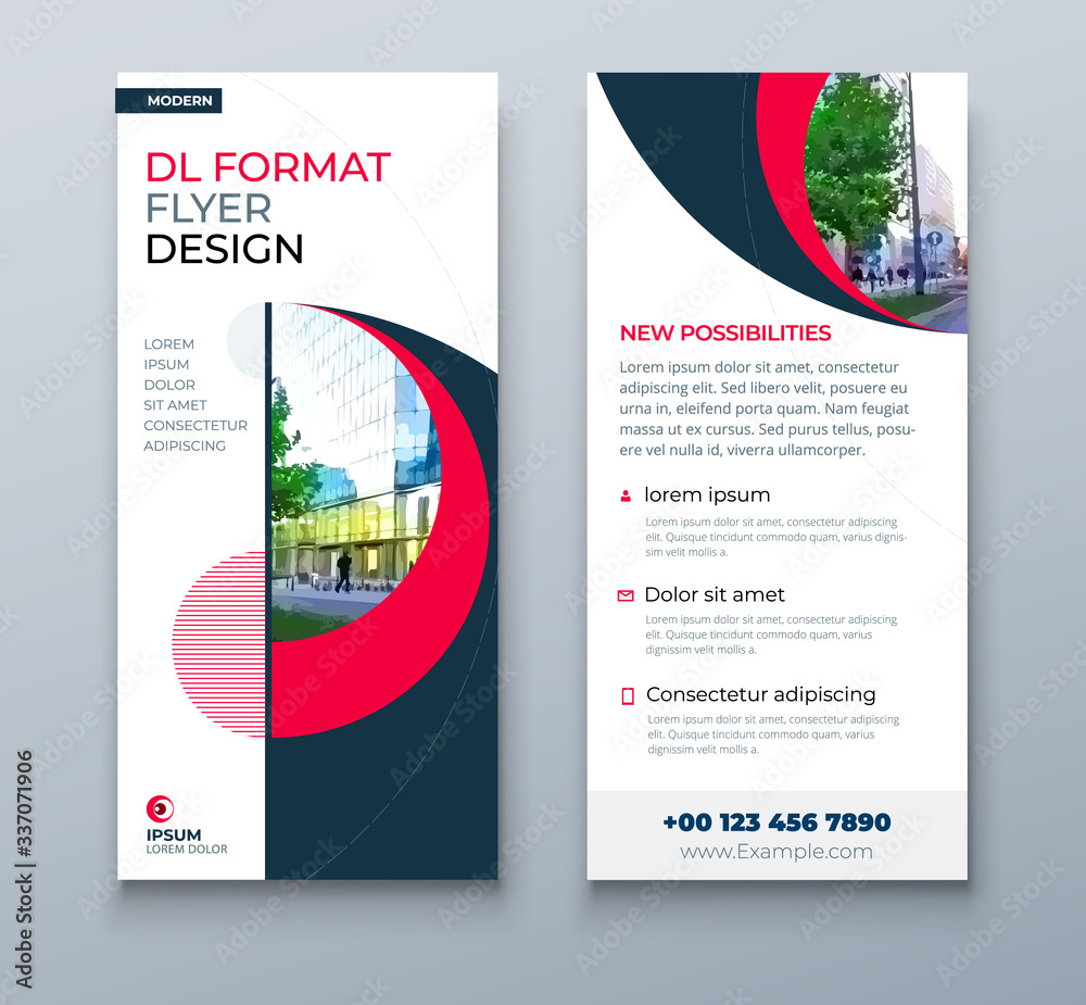 DL Flyer design. Red business template for dl flyer. Layout with modern ...