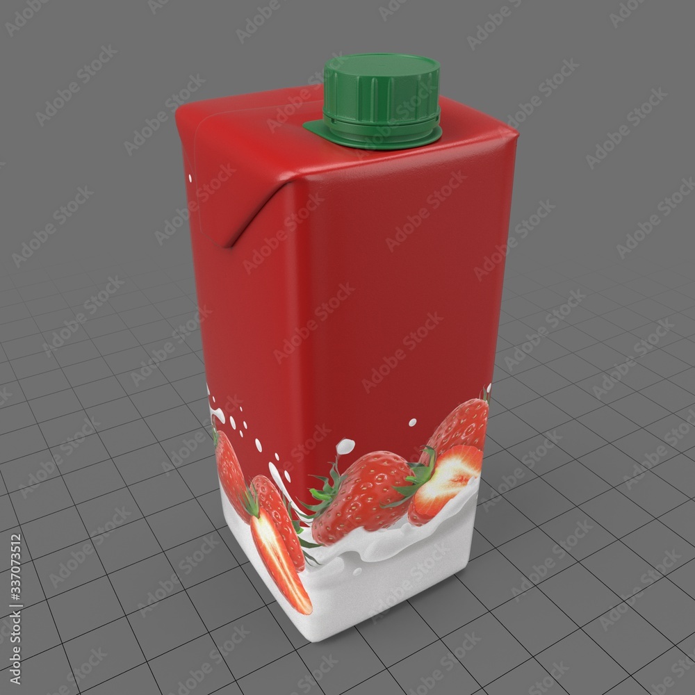 Cardboard strawberry milkshake box Stock 3D asset | Adobe Stock