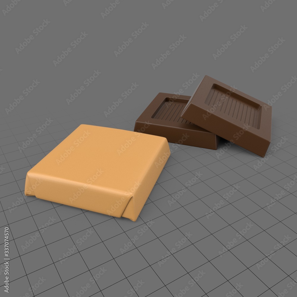 Small chocolates with packaging Stock 3D asset | Adobe Stock