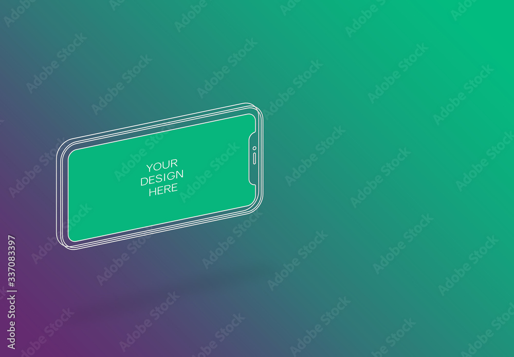 Wireframe Smartphone Screen Mockup with Transparent Background Stock ...