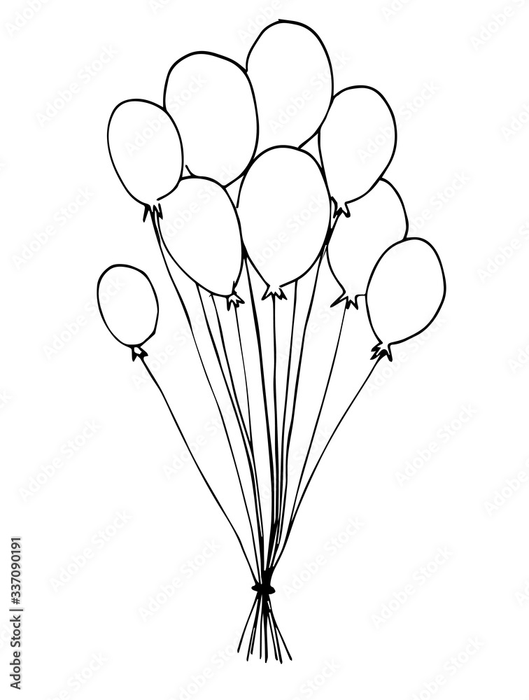 Hand drawing illustration of a balloon sketch on a white background ...