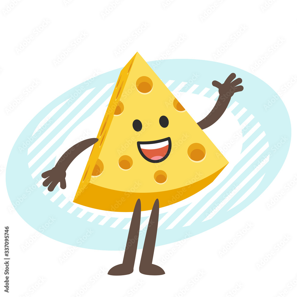 Cartoon Cheese Character waving in greeting. Vector Illustration. Stock ...