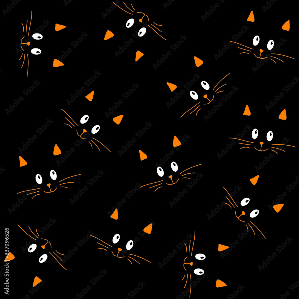 eamless texture background cats. Cartoon cats faces wallpaper. Funny ...