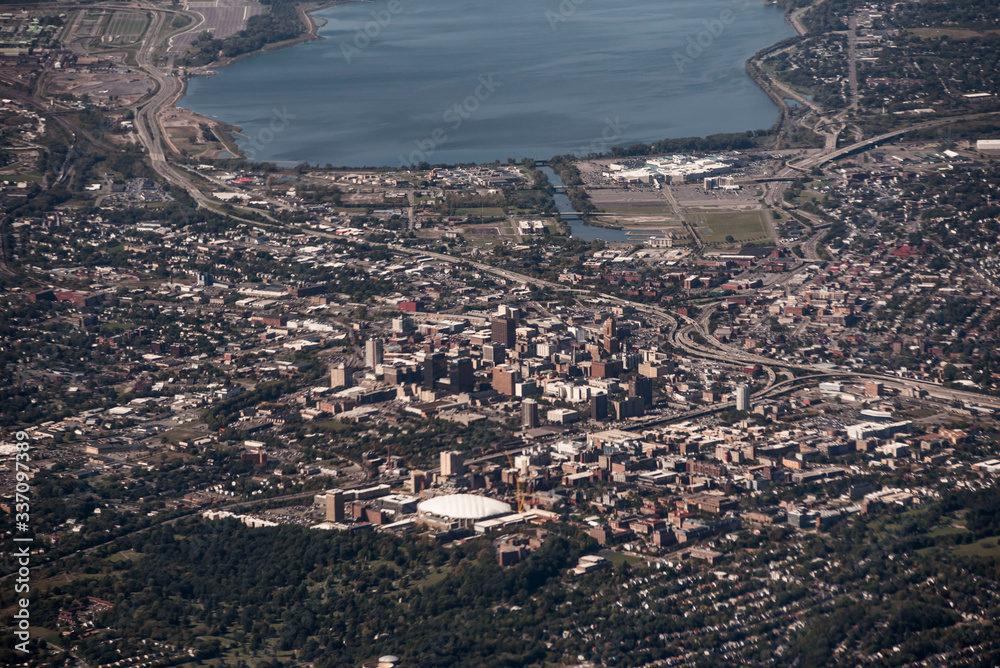 Poster Aerial view of Syracuse New York with the Carrier Dome and ...