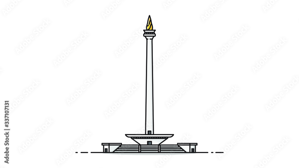 Monumen Nasional (MONAS) Indonesian monument landmark in Jakarta flat ...