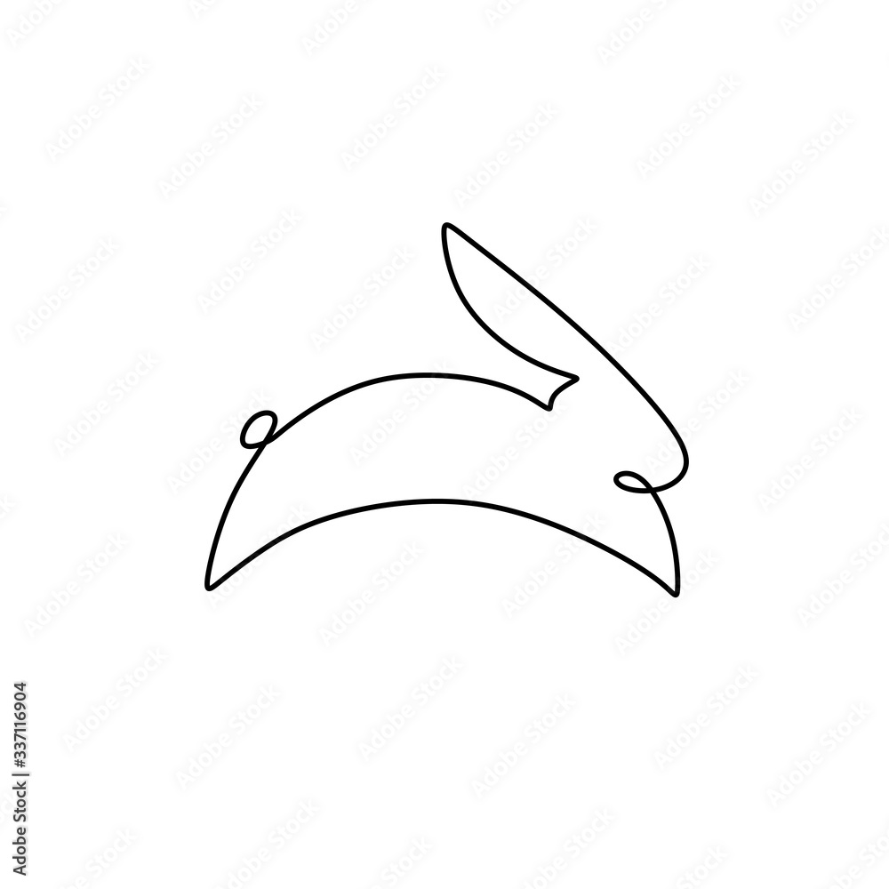 Rabbit continuous one line drawing, vector illustration minimalism ...