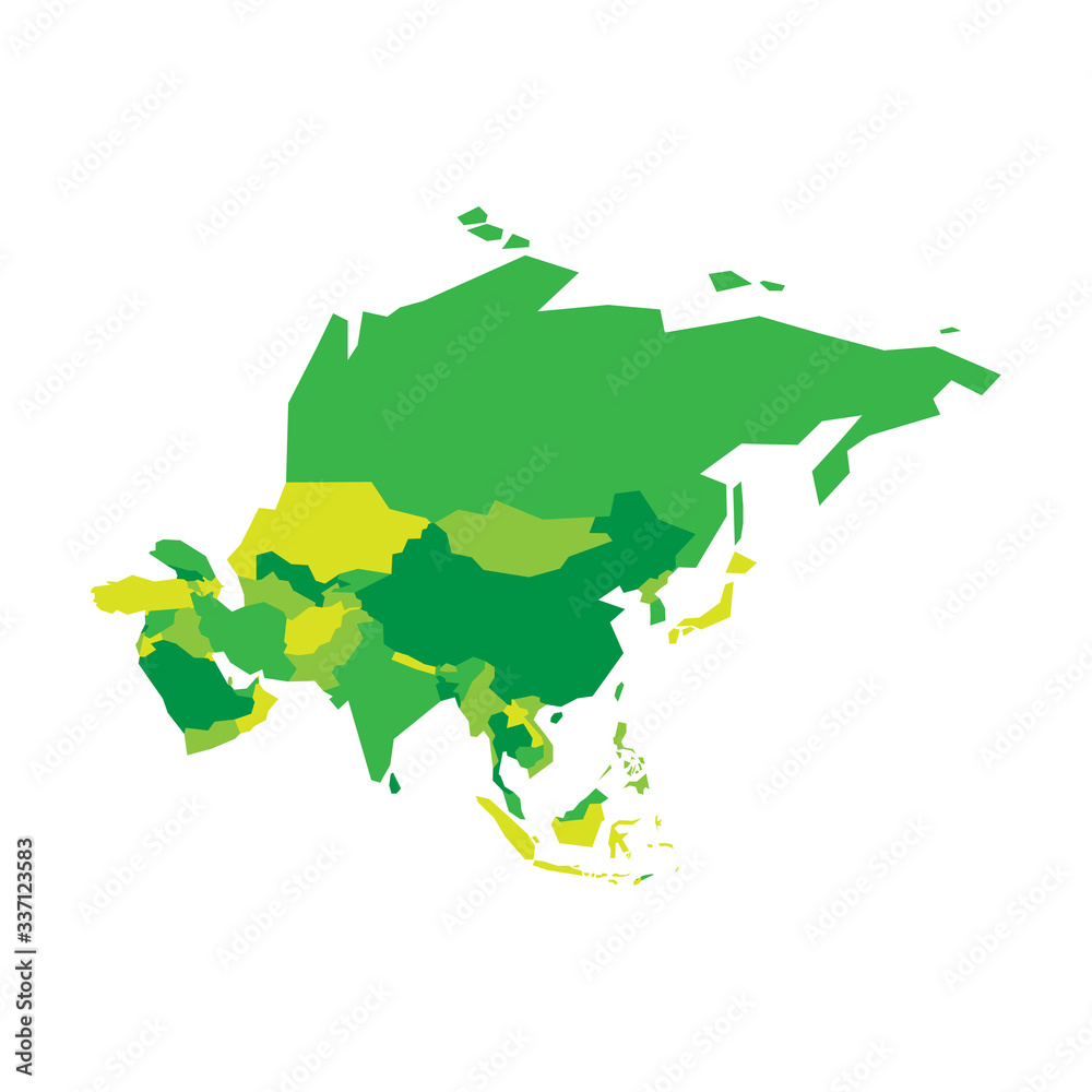 Very simplified infographical political map of Asia. Simple geometric ...