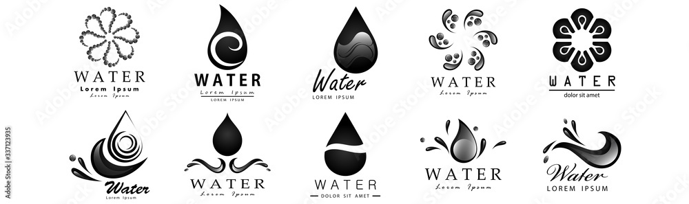 Water Splash Vector And Drop Set - Isolated On White Background. Vector ...