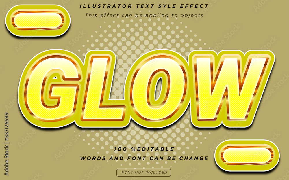 glow text effect style yollow color premium vector Stock Vector | Adobe ...