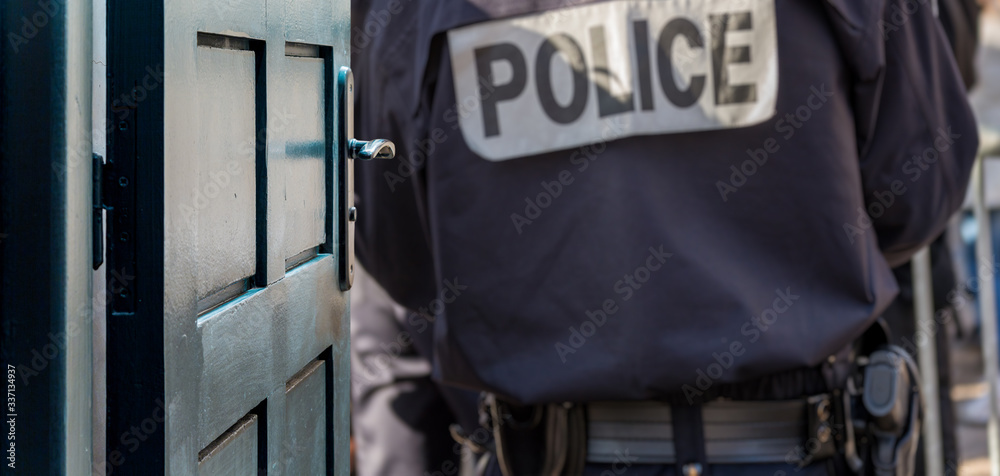 Opened door concept with a police patrol Stock Photo | Adobe Stock
