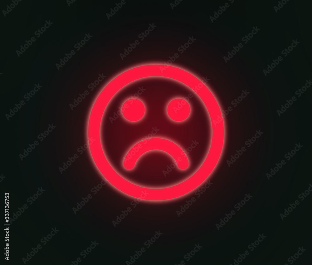 sad face in red neon light Stock Illustration | Adobe Stock