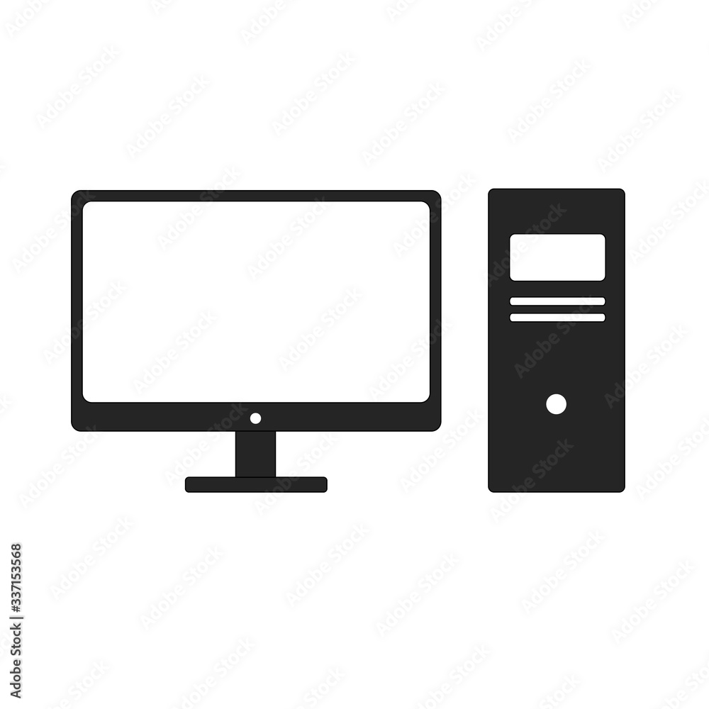 Computer and widescreen monitor icon on white background. PC symbol ...
