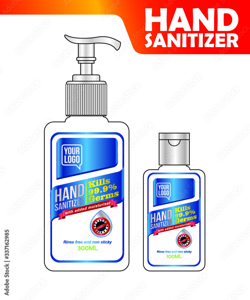Hand sanitizer label design vector graphic template for packaging ...