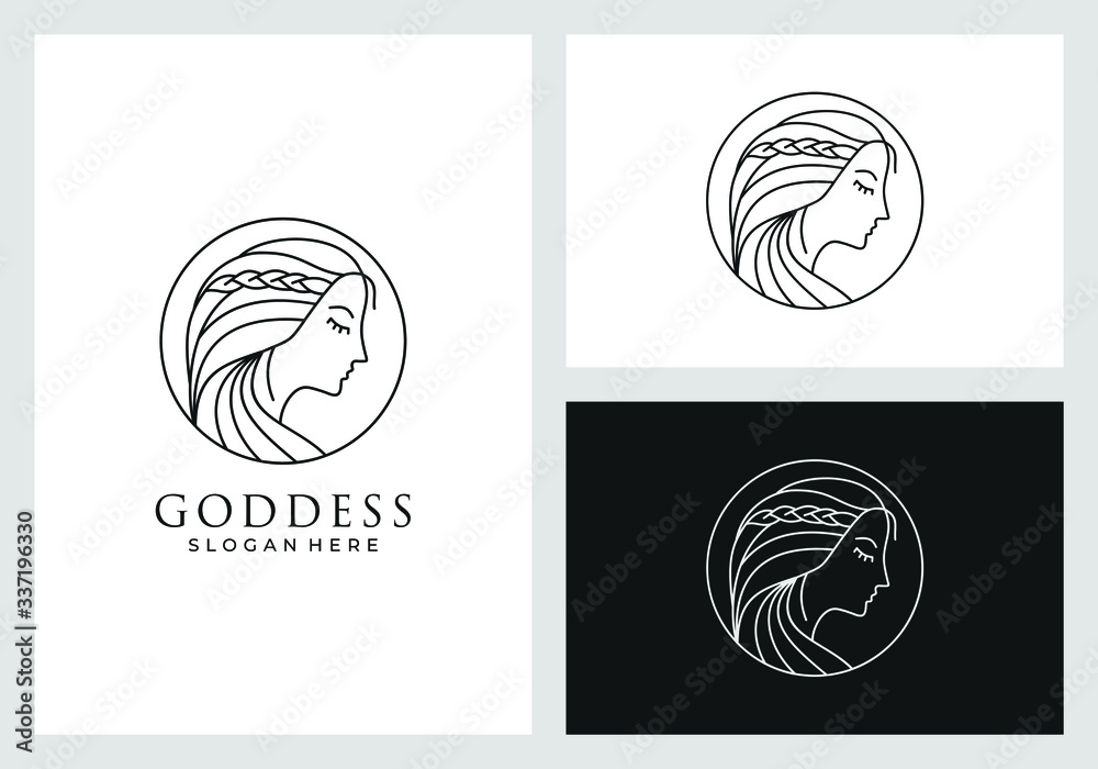 goddess logo design in line art style Stock Vector | Adobe Stock
