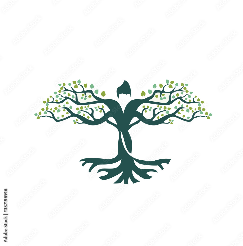 TREES WITH PEOPLE ROOT LOGO VECTOR Stock Vector | Adobe Stock