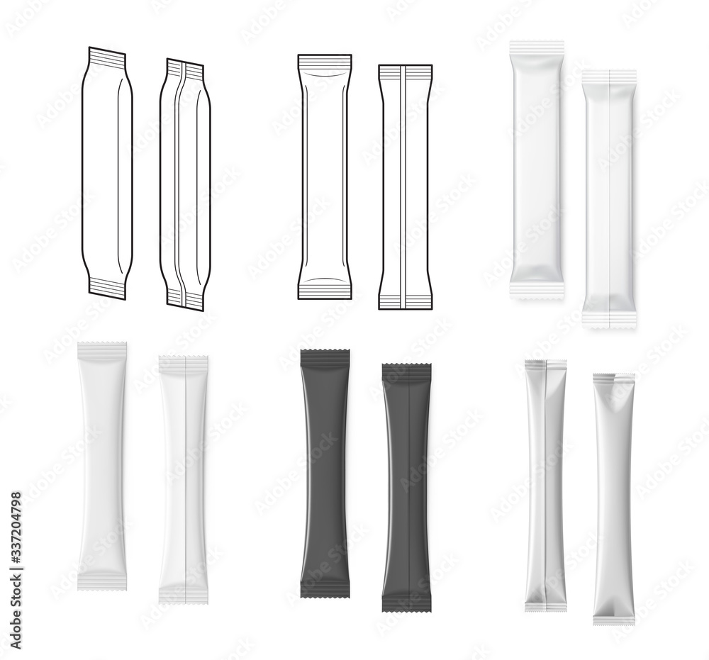 Set of stick pack for products of the food and cosmetic industry on ...