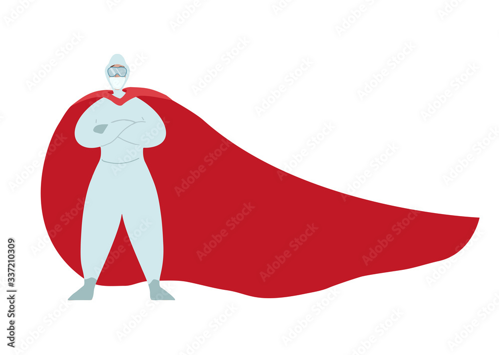 Doctor Infectious Disease Superhero. Infectionist in a mask, suit and ...