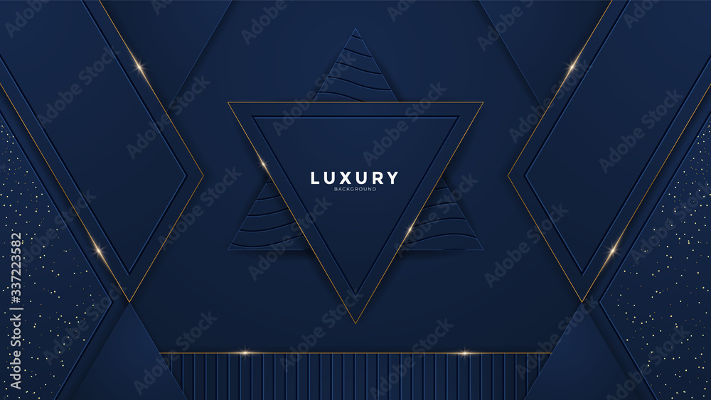 Abstract royal blue luxury background with golden royal shiny borders ...