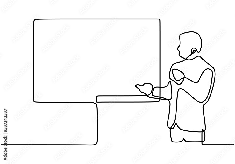 continuous line drawing of business presentation. Explain the idea with ...