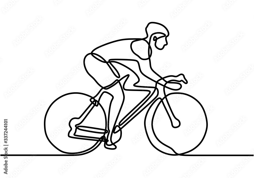 One Line Drawing or Continuous Line Art of a Bicycle Athlete ...