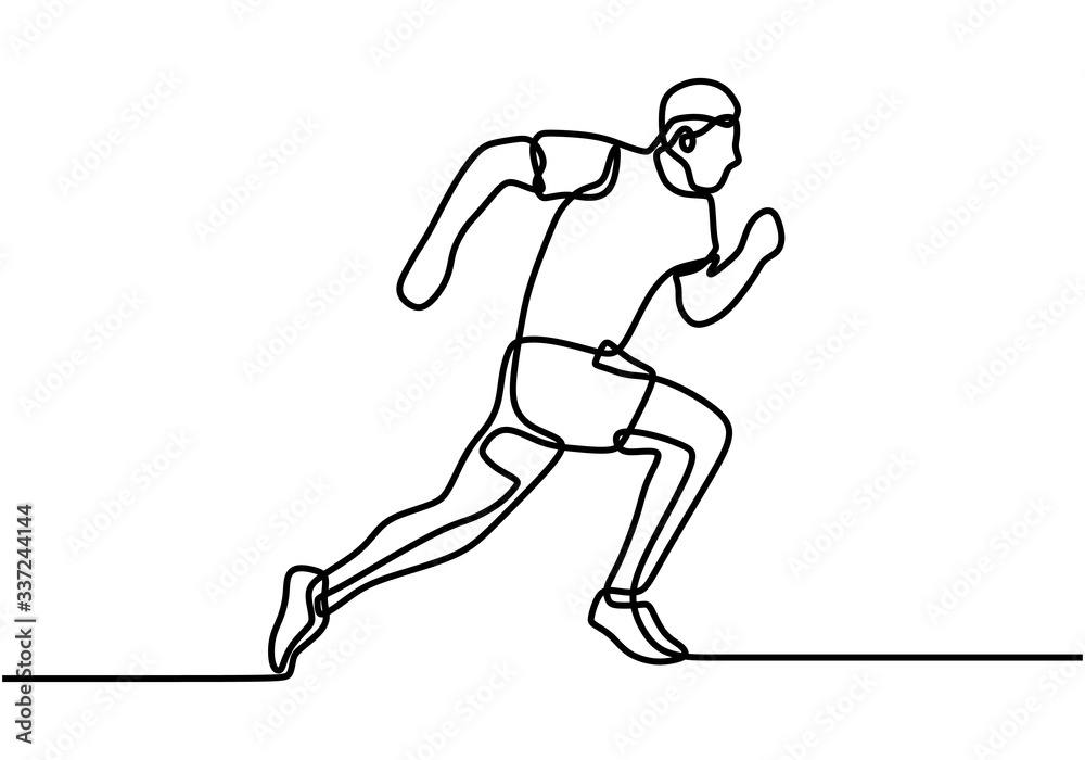 One single line drawing of young energetic woman runner run relax ...