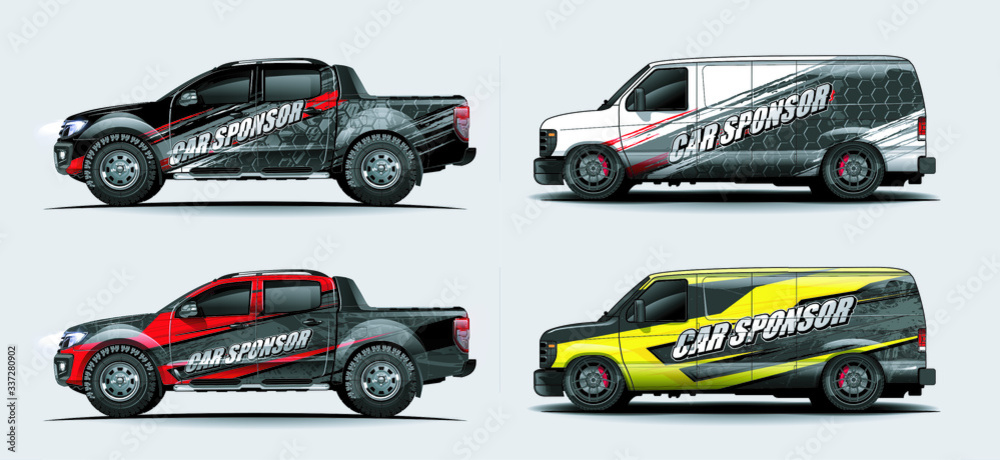 set of vehicle graphic kit vector. Modern abstract background for car ...