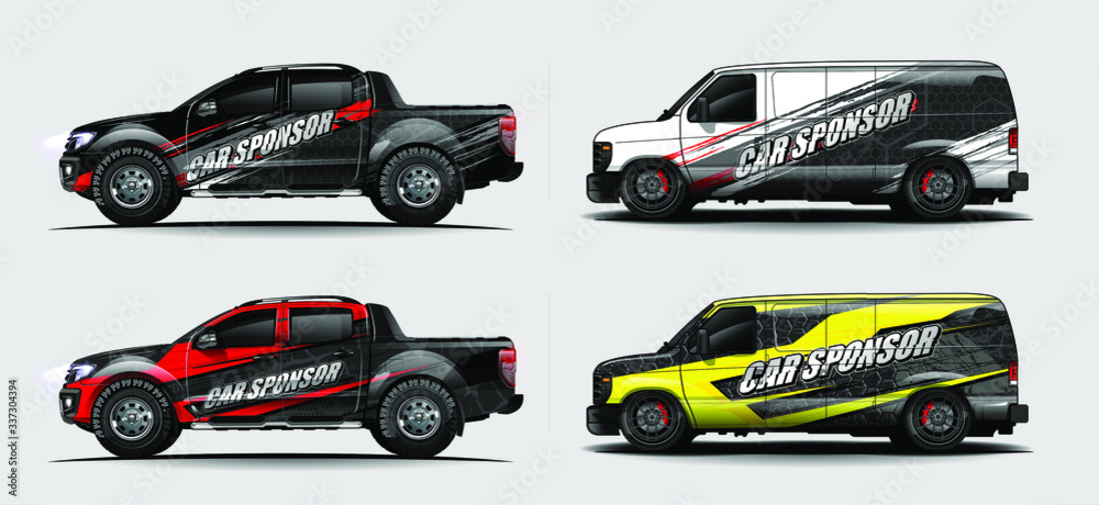 set of vehicle graphic kit vector. Modern abstract background for car ...