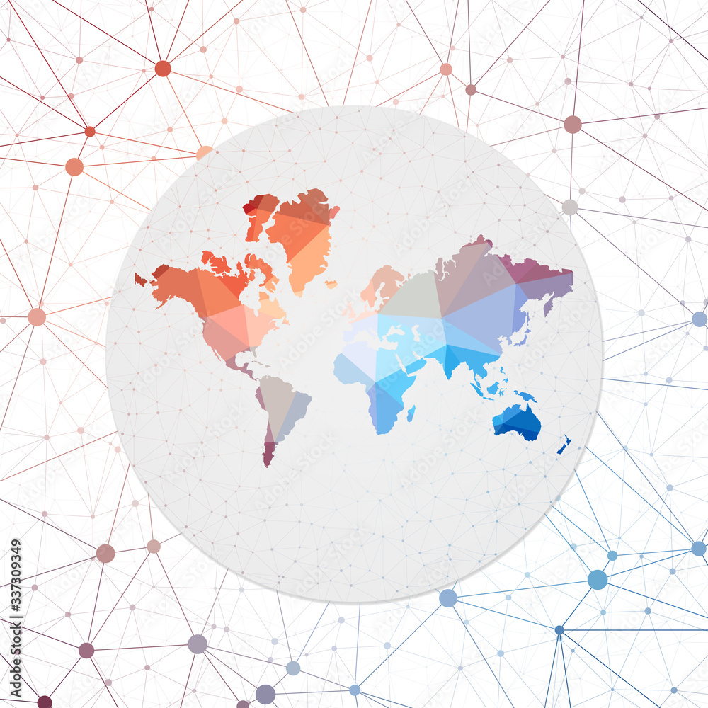Abstract vector map of The World. Technology in the world geometric ...