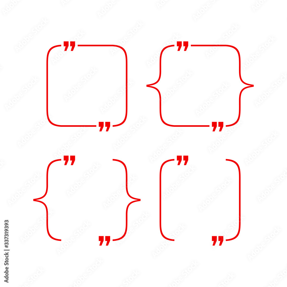 Quotation blank template in red quotes isolated on White. Creative ...