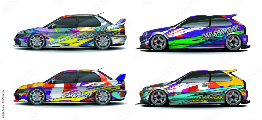 set of vehicle graphic kit vector. Modern abstract background for car ...