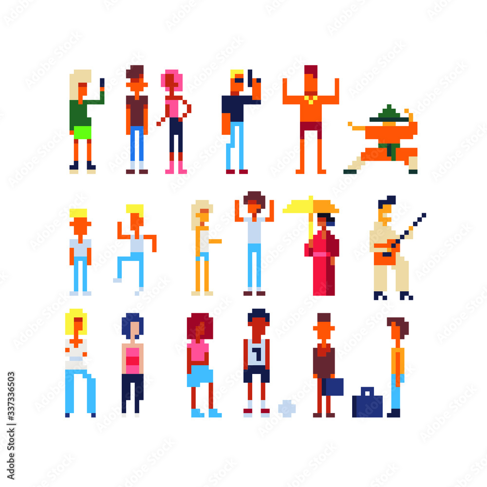 Tiny people, beautiful girl, trendy guy, rock singer, blonde, geisha ...