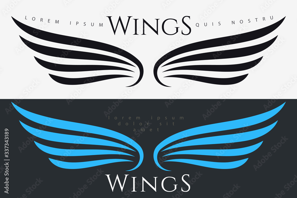 Winged Emblem for Your Company. Wing Silhouette for Tattoo, Logo or ...
