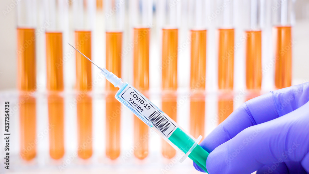 A closer look of the vaccine syringe for COVID-19 coronavirus Stock ...