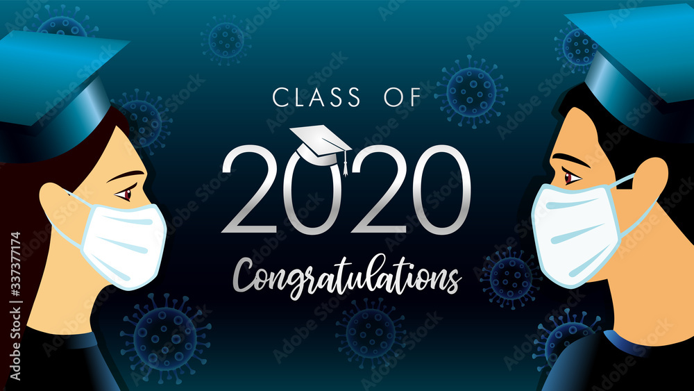 Class off 2020 year congratulation graduate, social distancing design ...
