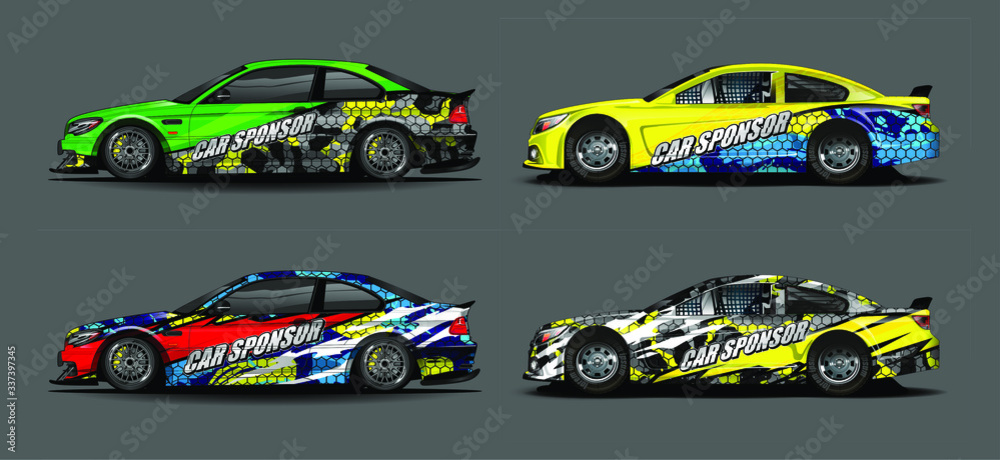 set of vehicle graphic kit. Modern abstract background for car wrap ...