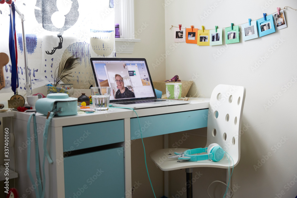 Kids e-learning at home during coronavirus COVID-19 restrictions and ...