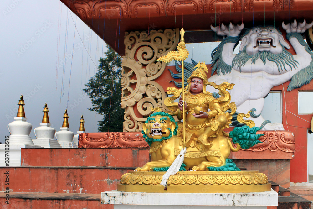 Different statues, stupa, architecture of Sikkim on Samdruptse Hill ...