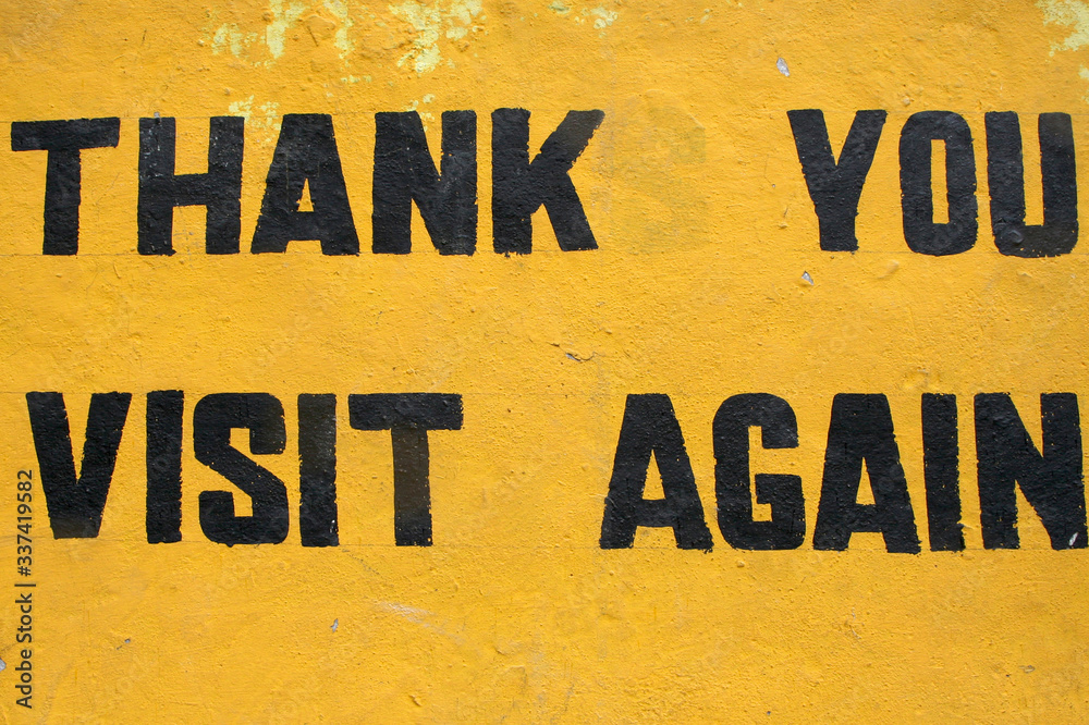 Thank you, visit again sign board in Sikkim Stock-Foto | Adobe Stock
