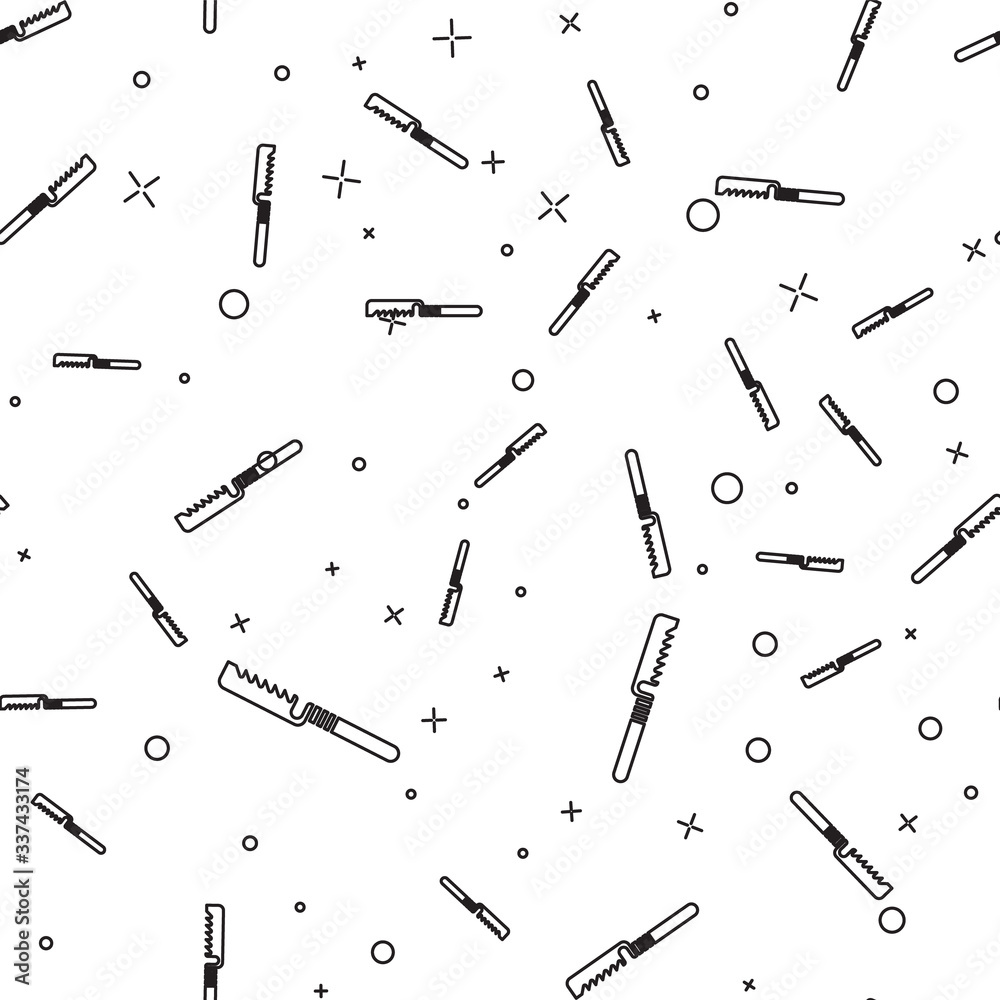 Black line Medical saw icon isolated seamless pattern on white ...
