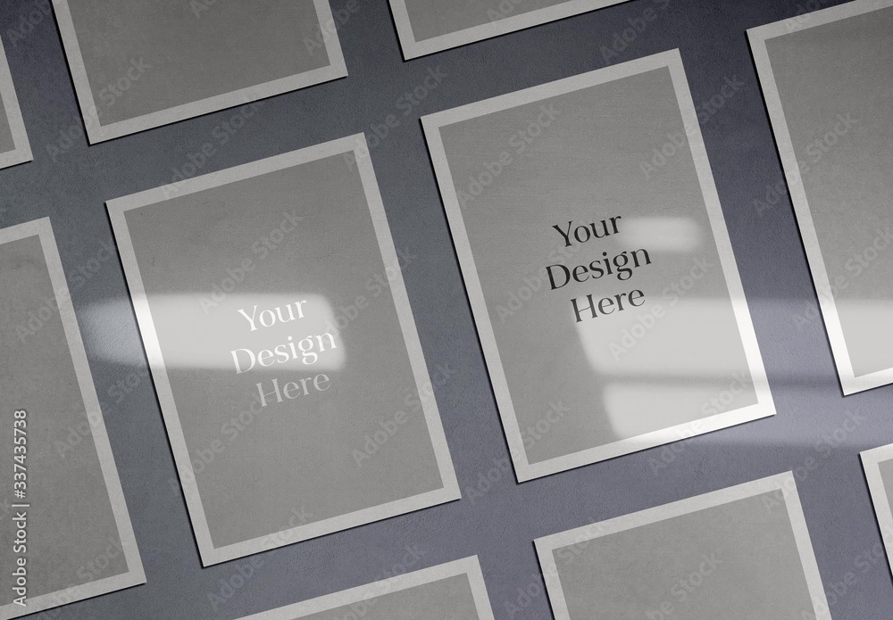 Multiple Poster Mockups Scene Stock Template | Adobe Stock