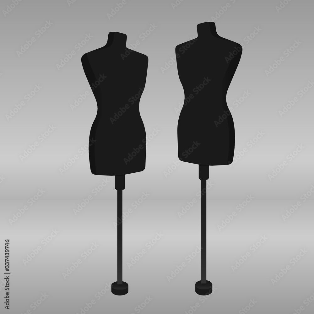 Two black mannequins for a dress or suit. Vector illustration. Stock ...