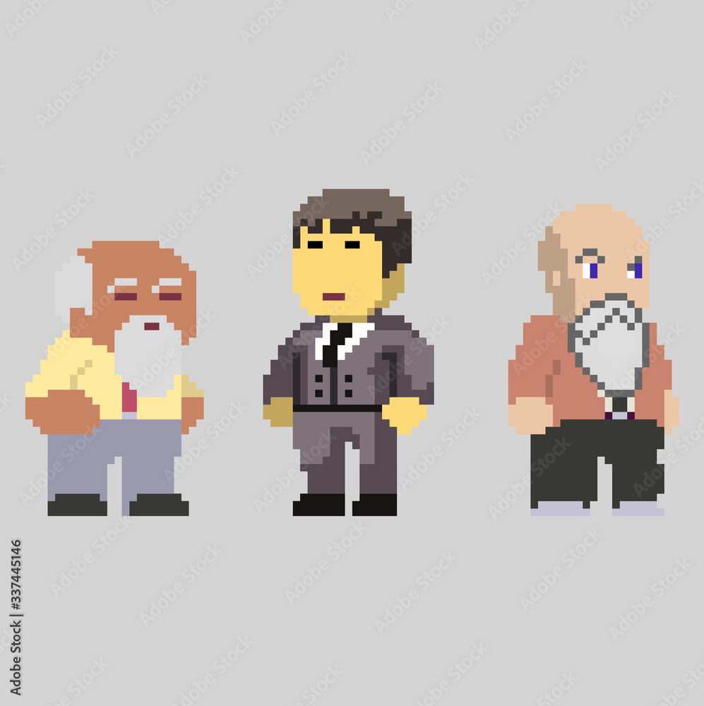 Set of pixel men characters in art style Stock Vector | Adobe Stock