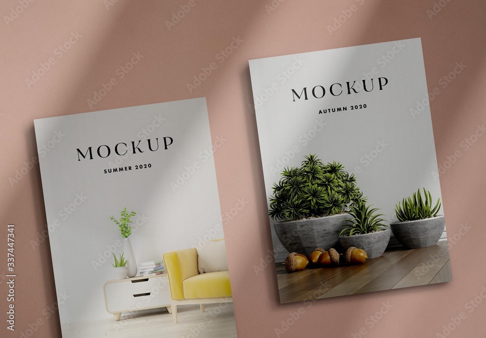 2 Realistic 3D Magazine Mockups Stock Template | Adobe Stock