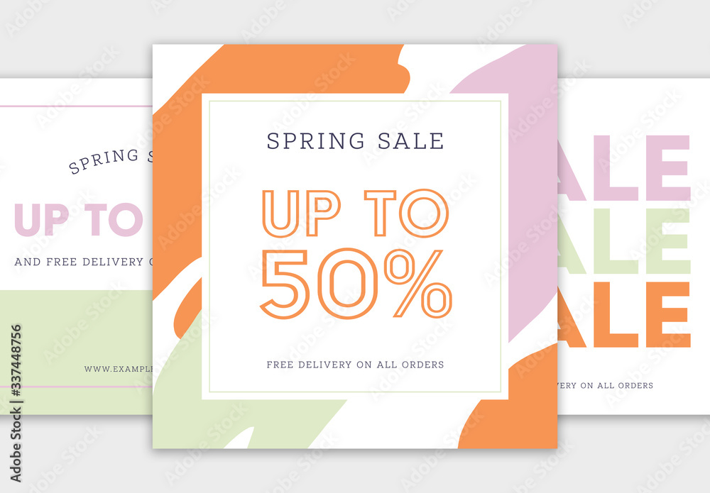 Spring Sale Social Media Post Layouts Stock Template | Adobe Stock