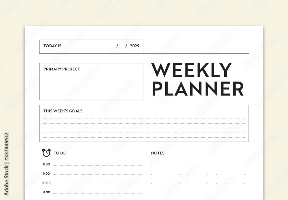 Black and White Planner Layout Stock Template | Adobe Stock