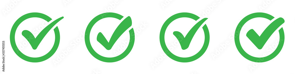Green сheck mark icons set. Check marks symbol collection. Simple check mark. Quality sign icon ...