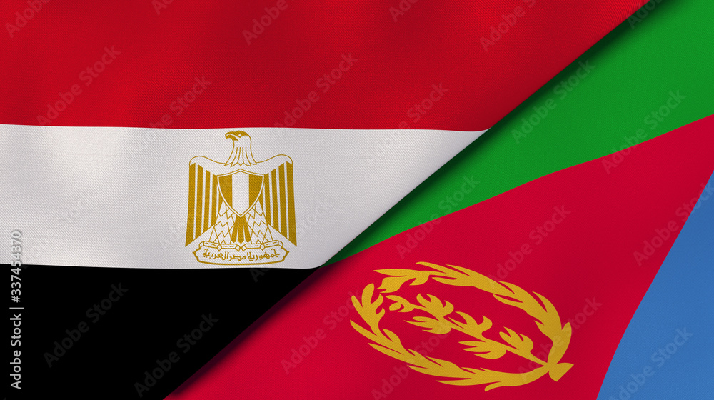 The flags of Egypt and Eritrea. News, reportage, business background ...