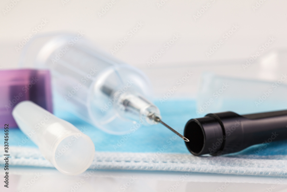 Vacuum syringe (Vacutainer) for blood sampling. Medical equipment. Test ...