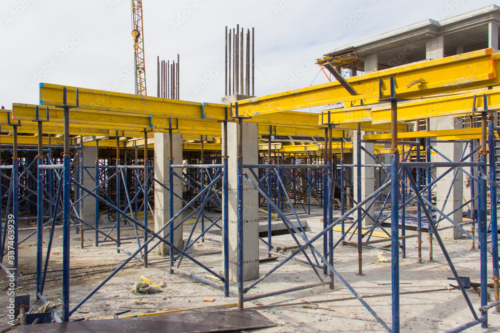Construction of reinforced concrete. Concrete formwork and floor beams ...